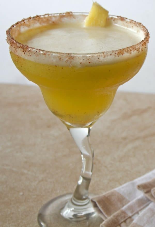 Skinny Pineapple Mango Frozen Margarita with Chili Salt Rim - Everyday ...